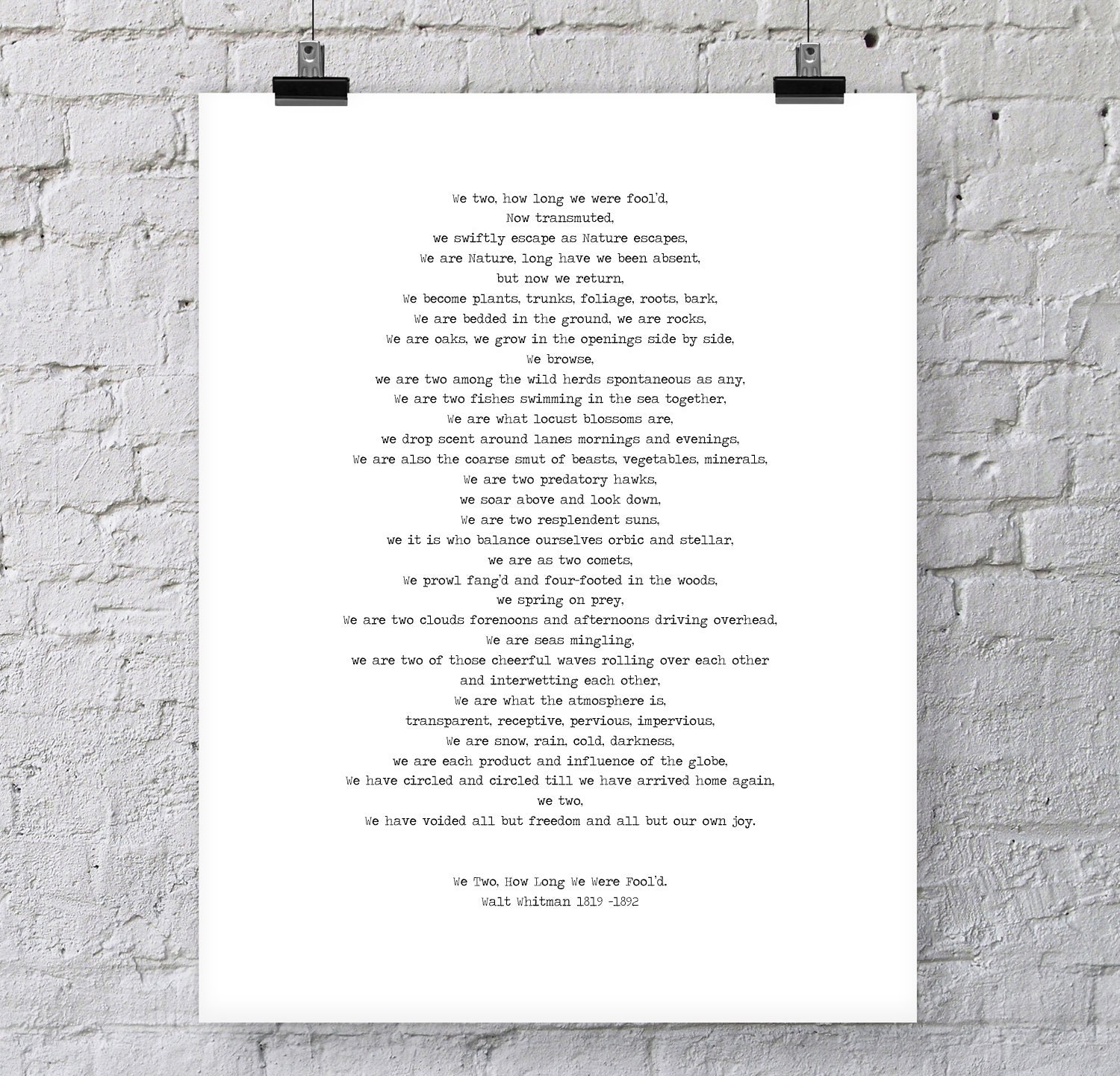 Walt Whitman Printable Poem 'we Two' Instant Download Nature Poetry ...