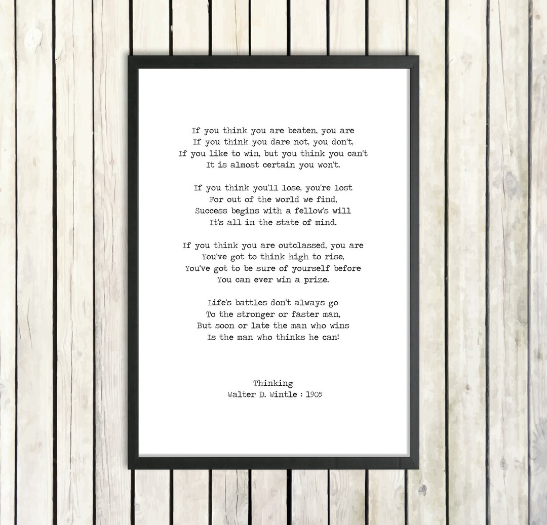 Walter D. Wintle Printable Download Poem 'thinking' Instant Digital ...