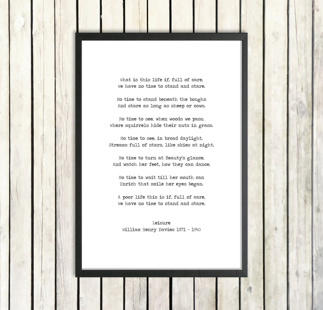 W H Davies Printable Download 'no Time to Stand and Stare' Digital ...
