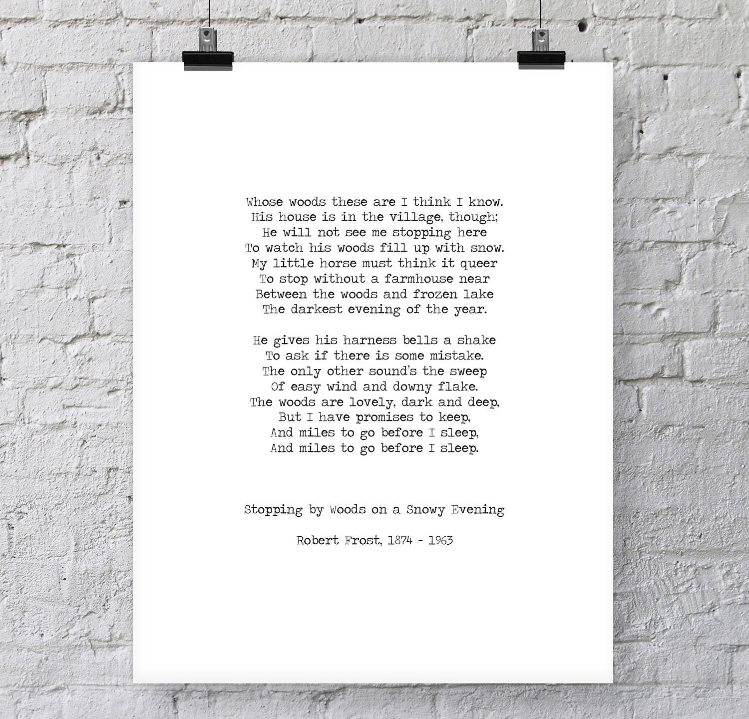 Robert Frost Instant Printable Poem 'Promises to Keep' | Etsy