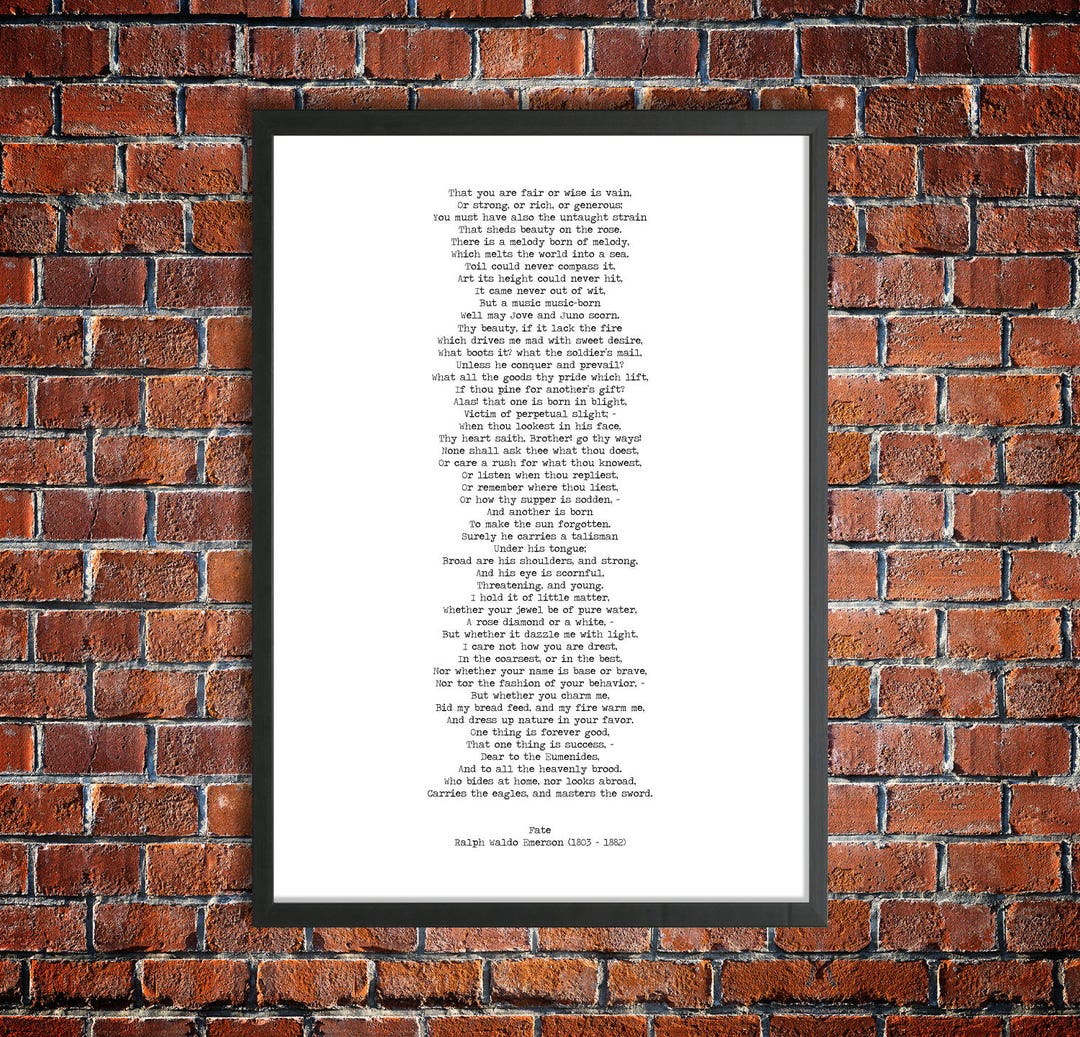 Emerson Printable Poetry 'fate' Instant Download Poem American History ...