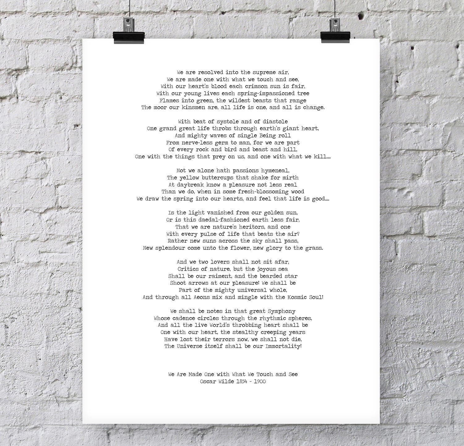 Oscar Wilde Printable Poem 'we Are Made One' Instant | Etsy UK