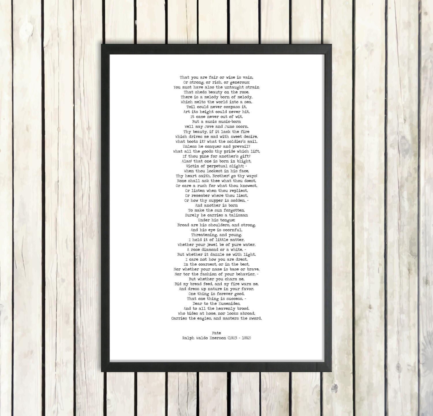 Emerson Printable Poetry 'fate' Instant Download Poem American History ...