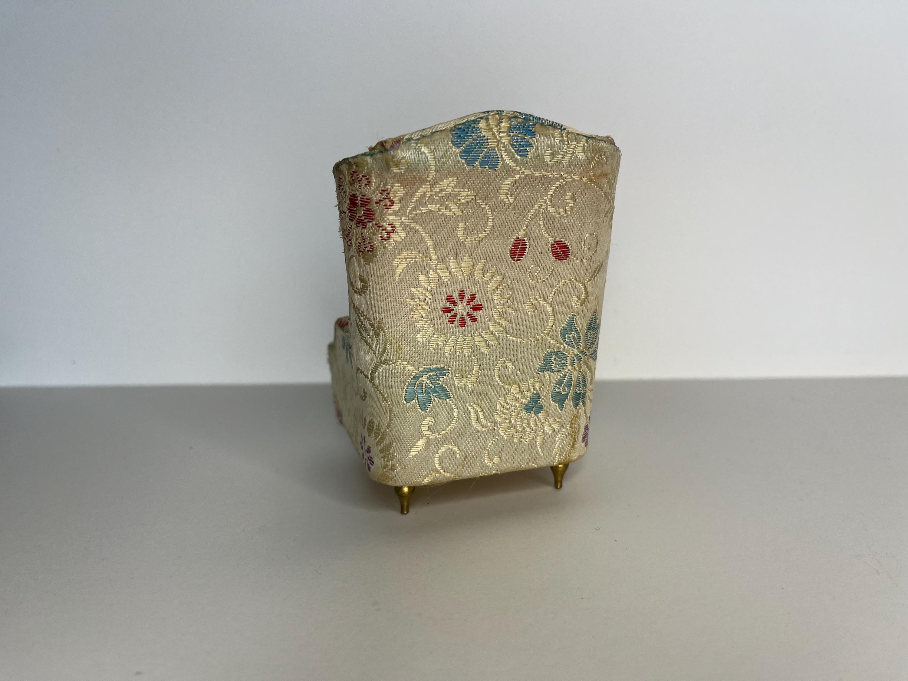 1960s Ideal Petite Princess Salon Wing Chair - White Brocade (1:16 ...