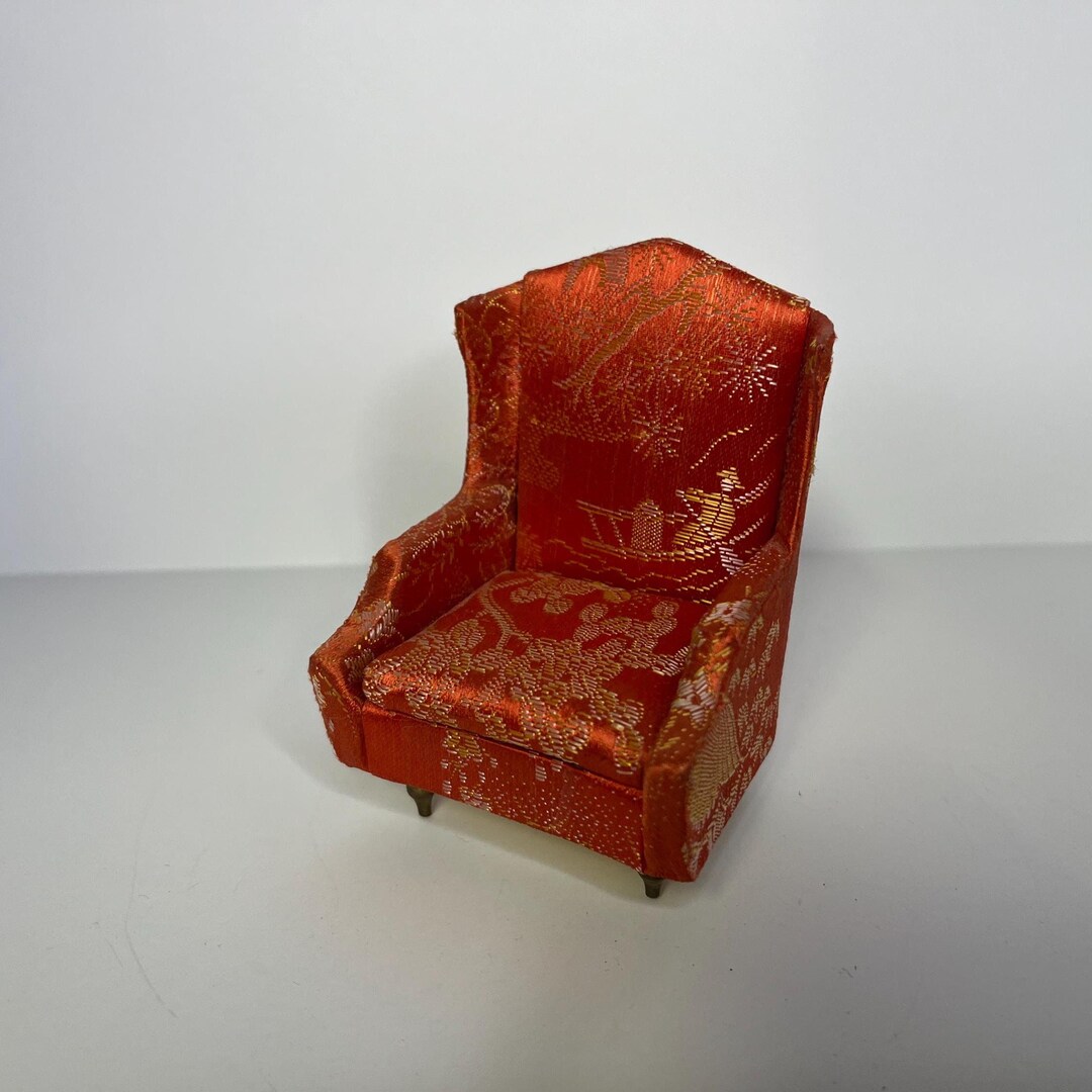 1960s Ideal Petite Princess Salon Wing Chair Red Brocade - Etsy