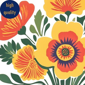 Colorful Retro Flower Poster Botanical Wall Art for Indie Room Decor ...