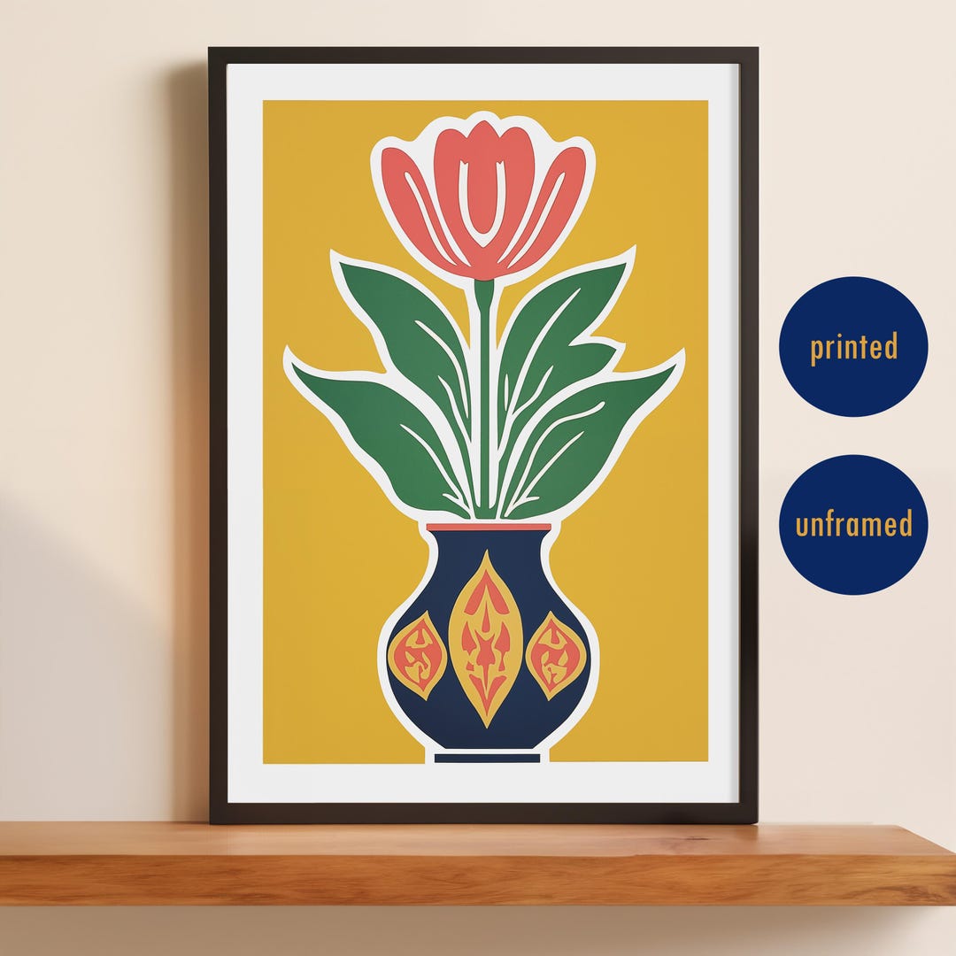 Retro Flower Poster Vintage Modern Print Happy Wall Art Botanical Print ...