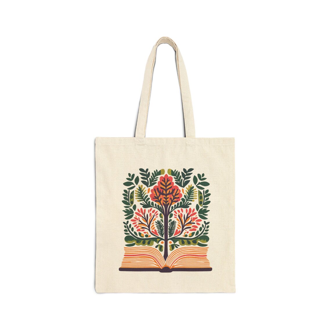 Floral Bookish Tote Bag Floral Shopping Bag Inspired by Folk Art ...