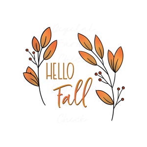 HELLO FALL, Printable Clipart, Digital Art, Fall Leaves Sublimation ...
