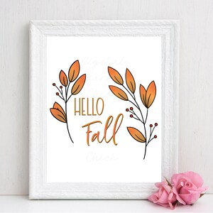 HELLO FALL, Printable Clipart, Digital Art, Fall Leaves Sublimation, Whimsical Illustration Art ...