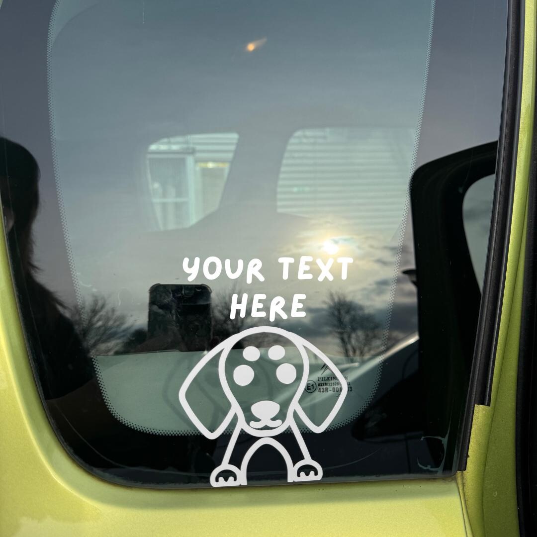 Sausage Dog Peeker Decal, Dog on Board, Vinyl Decal for Car, Hand Drawn ...