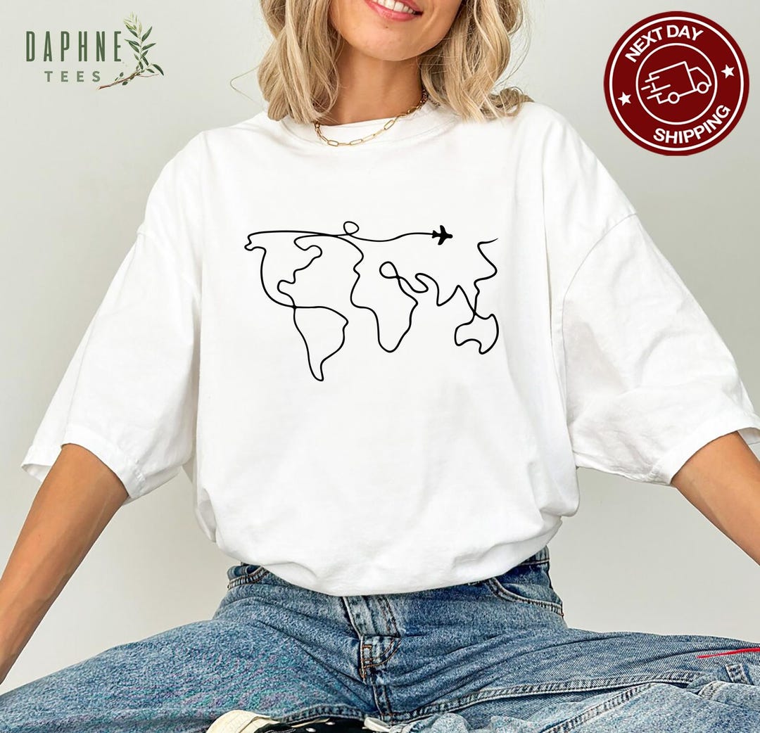 Comfort Colors Travel Shirt, World Map Travel Shirt, Adventure Shirt ...