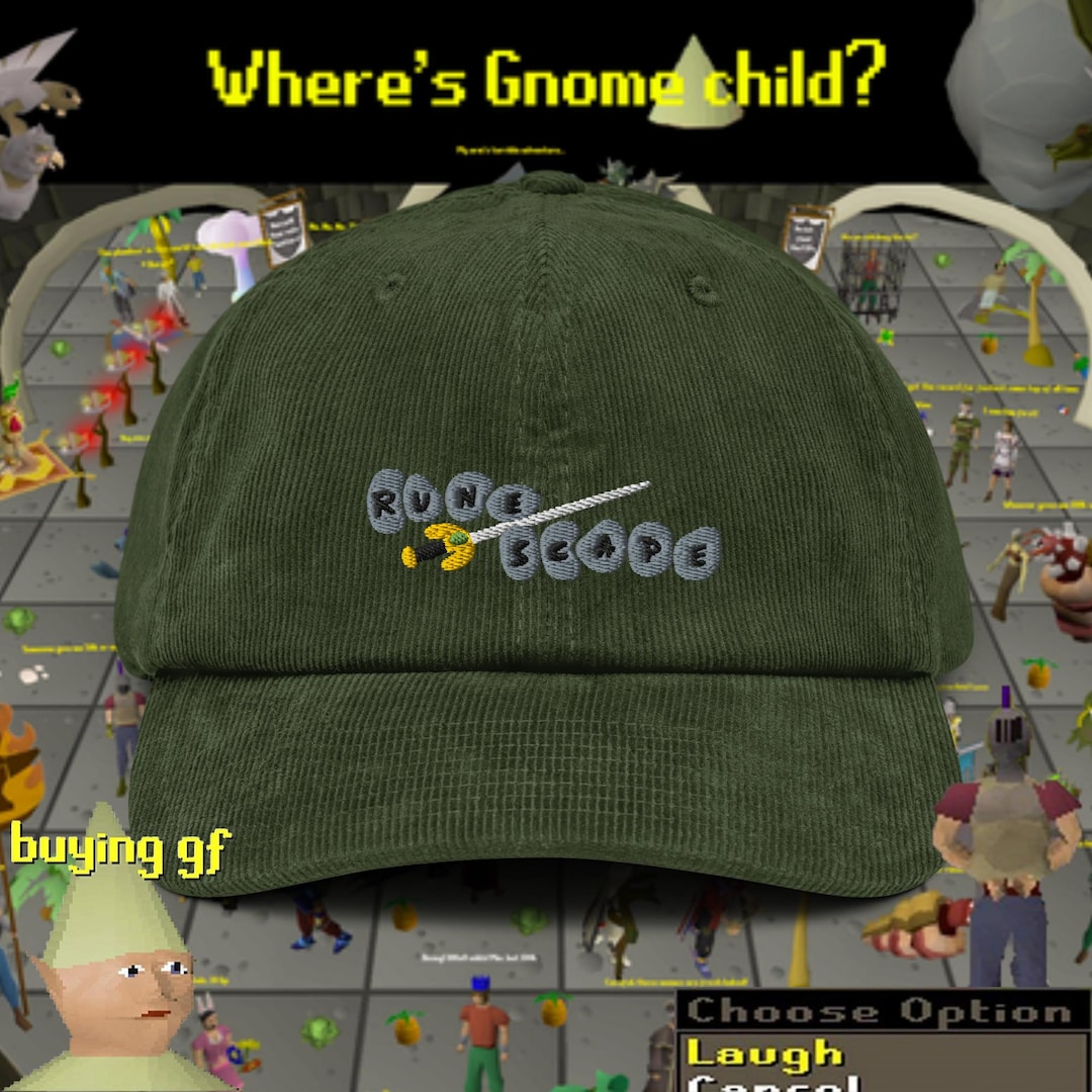 Old School Runescape Corduroy Hat, Handmade Embroidered Corduroy Dad ...