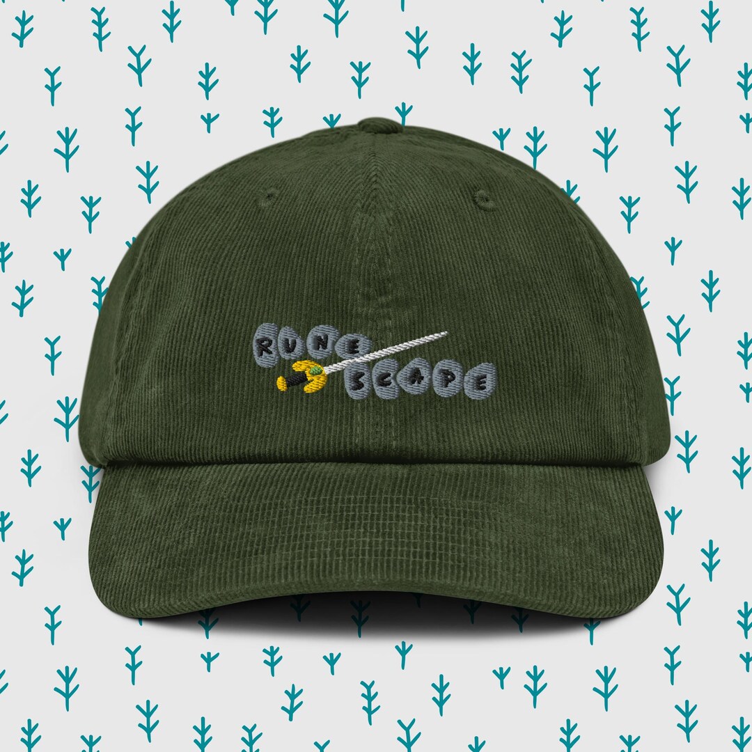 Old School Runescape Corduroy Hat, Handmade Embroidered Corduroy Dad ...