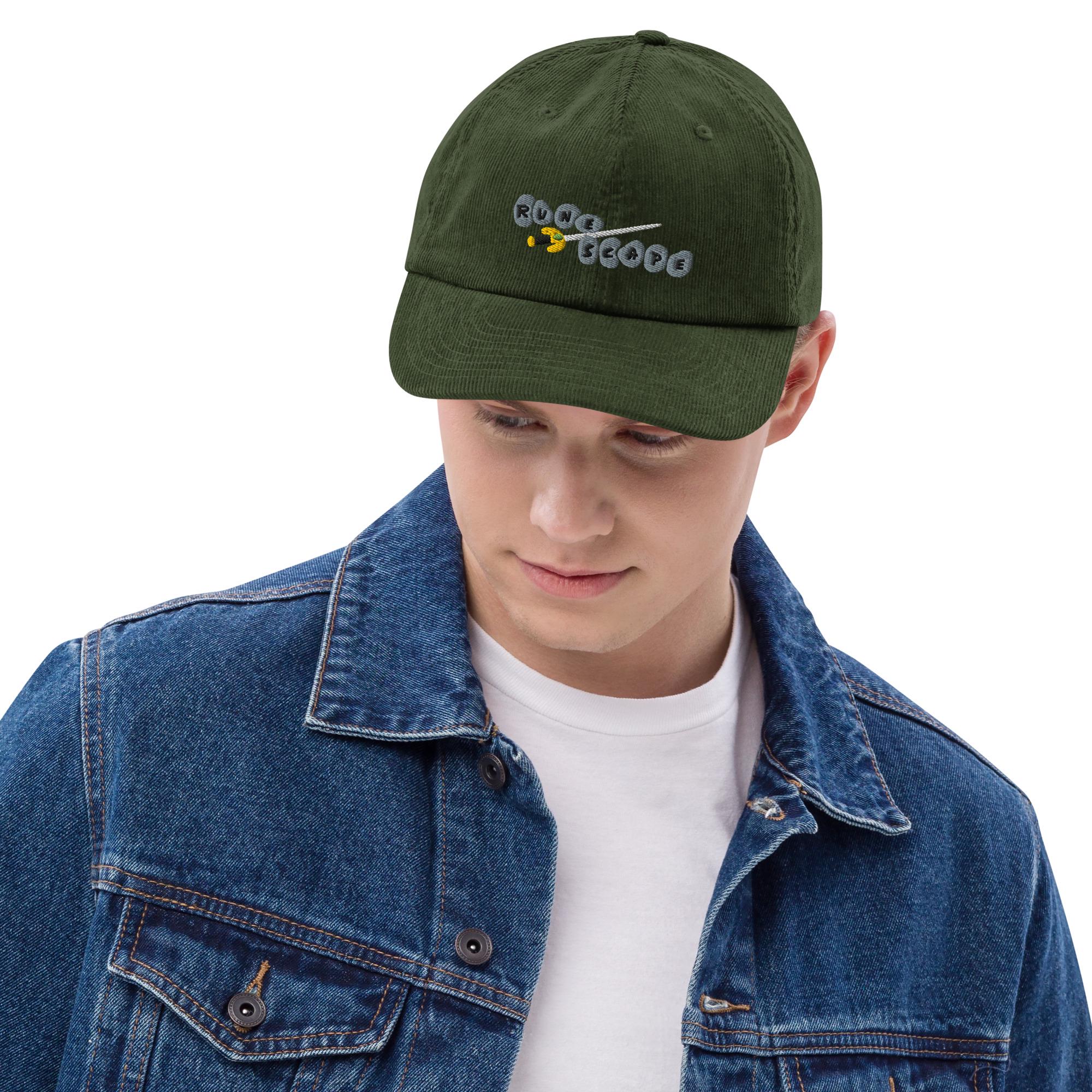 Old School Runescape Corduroy Hat, Handmade Embroidered Corduroy Dad ...