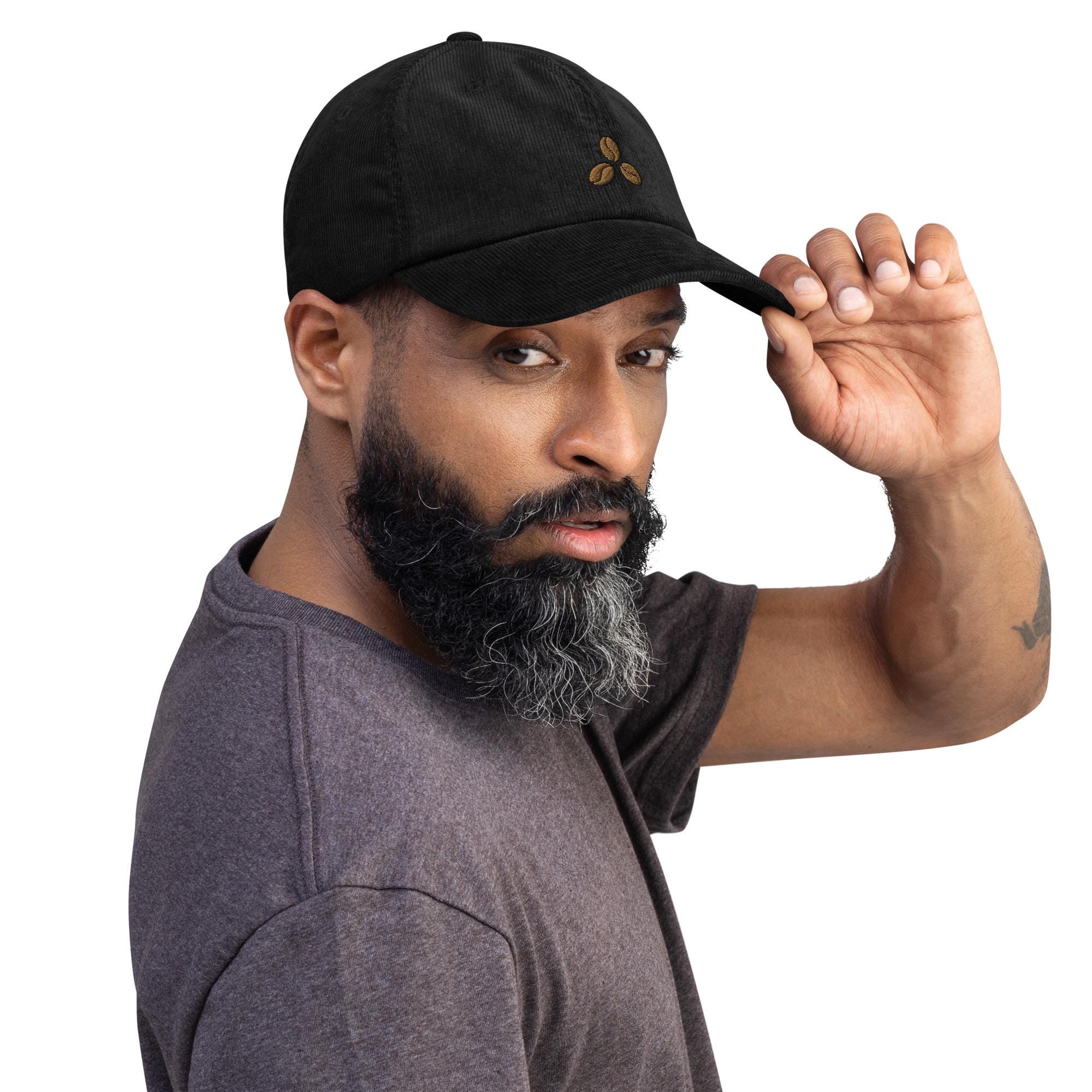 Trinity Coffee Beans Corduroy Hat, Handmade Embroidered Corduroy Dad ...
