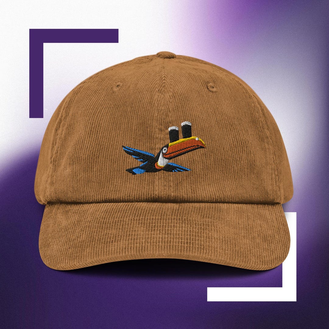 Toucan Corduroy Hat, Handmade Embroidered Corduroy Dad Cap - Soft ...