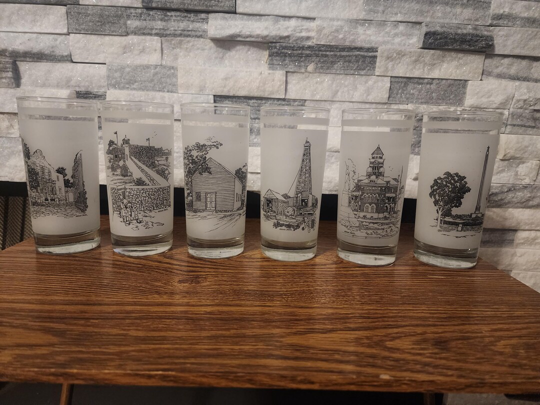 Set of 6 Texas 150th Anniversary Commemorative Glasses by Norman Baxter ...