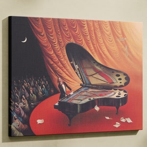 Vladimir Kush Canvas Print, Butterfly Piano Performance Poster ...