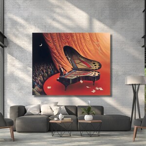 Vladimir Kush Canvas Print, Butterfly Piano Performance Poster ...