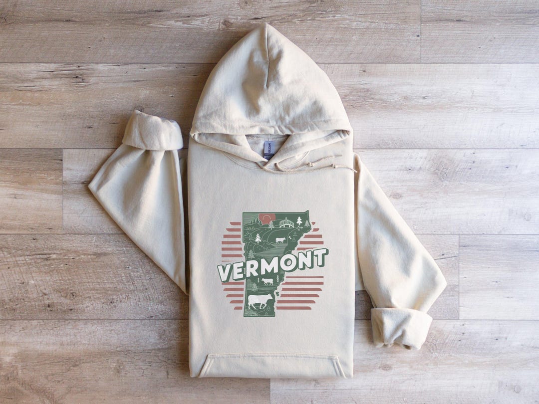 Vermont State Design Hoodie, Cozy and Stylish Vermont Hoodie, Vermont ...