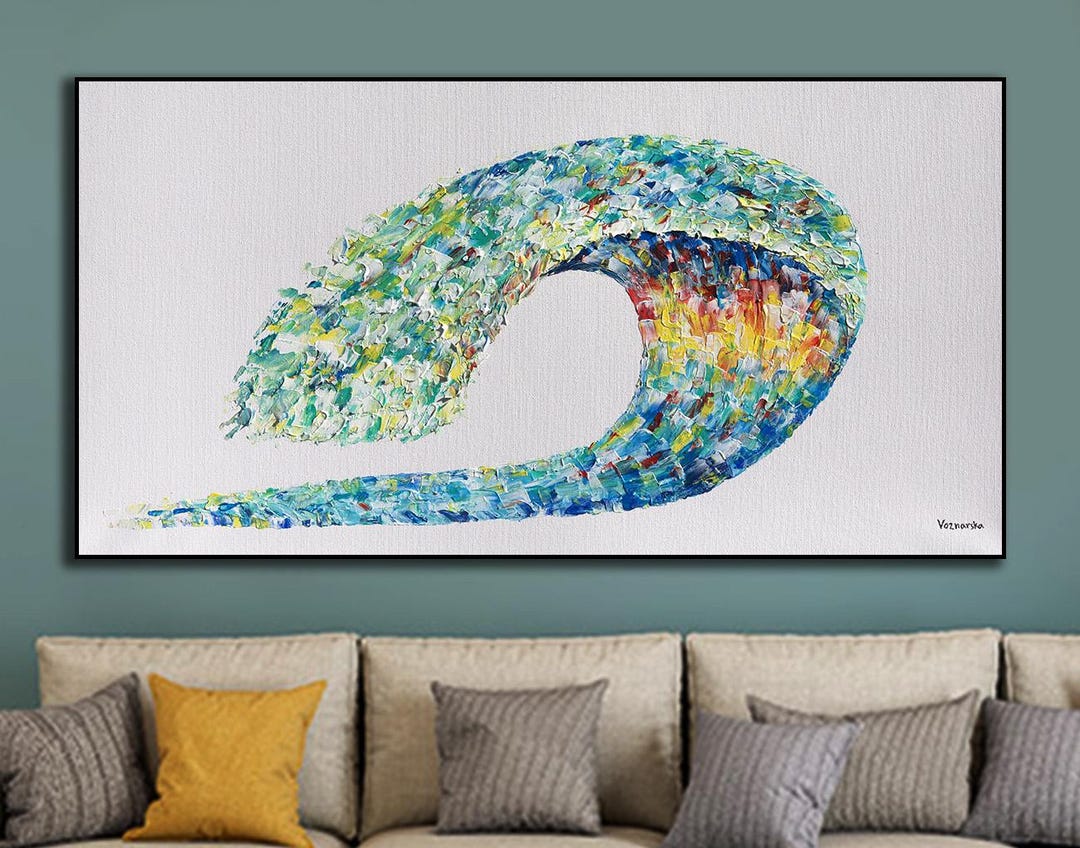 48" Beautiful Wave, Wave Splash, Thick Layer Acrylic Painting, Wave for ...