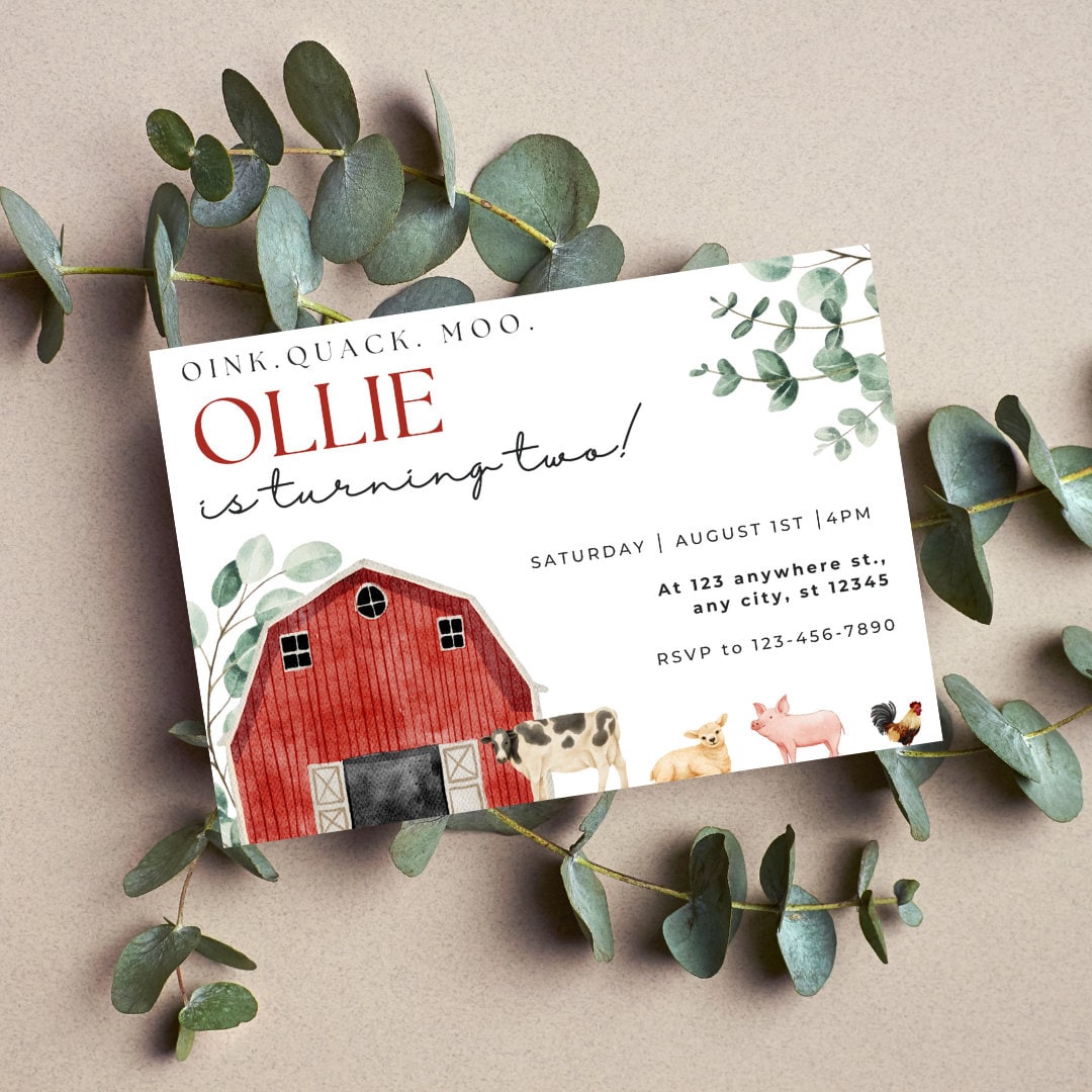 Farm Theme Birthday Invitation - Etsy