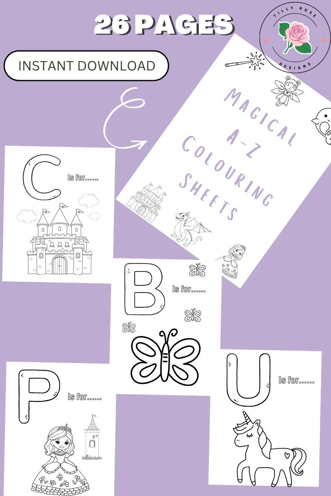 Magical A-Z Colouring Pages - Digital Download - Etsy