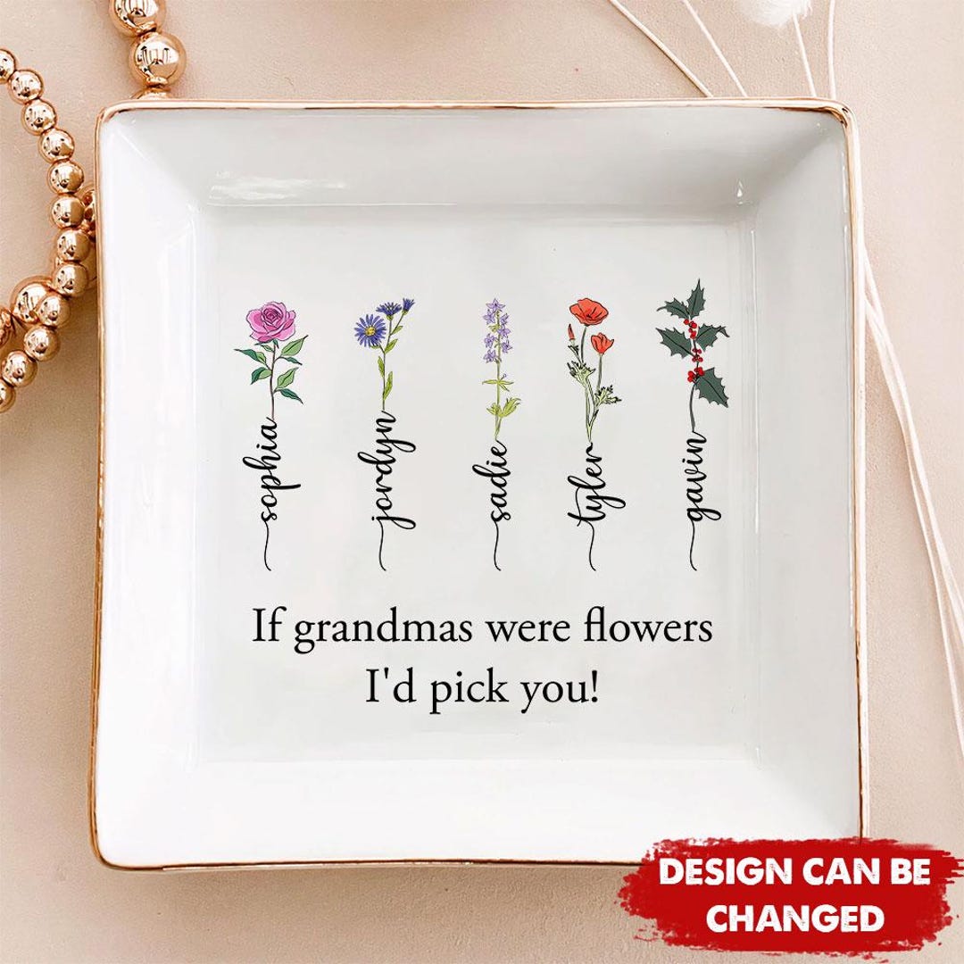 If Were Flowers Id Wed Pick You, Custom Birth Month Flower Jewelry Dish ...