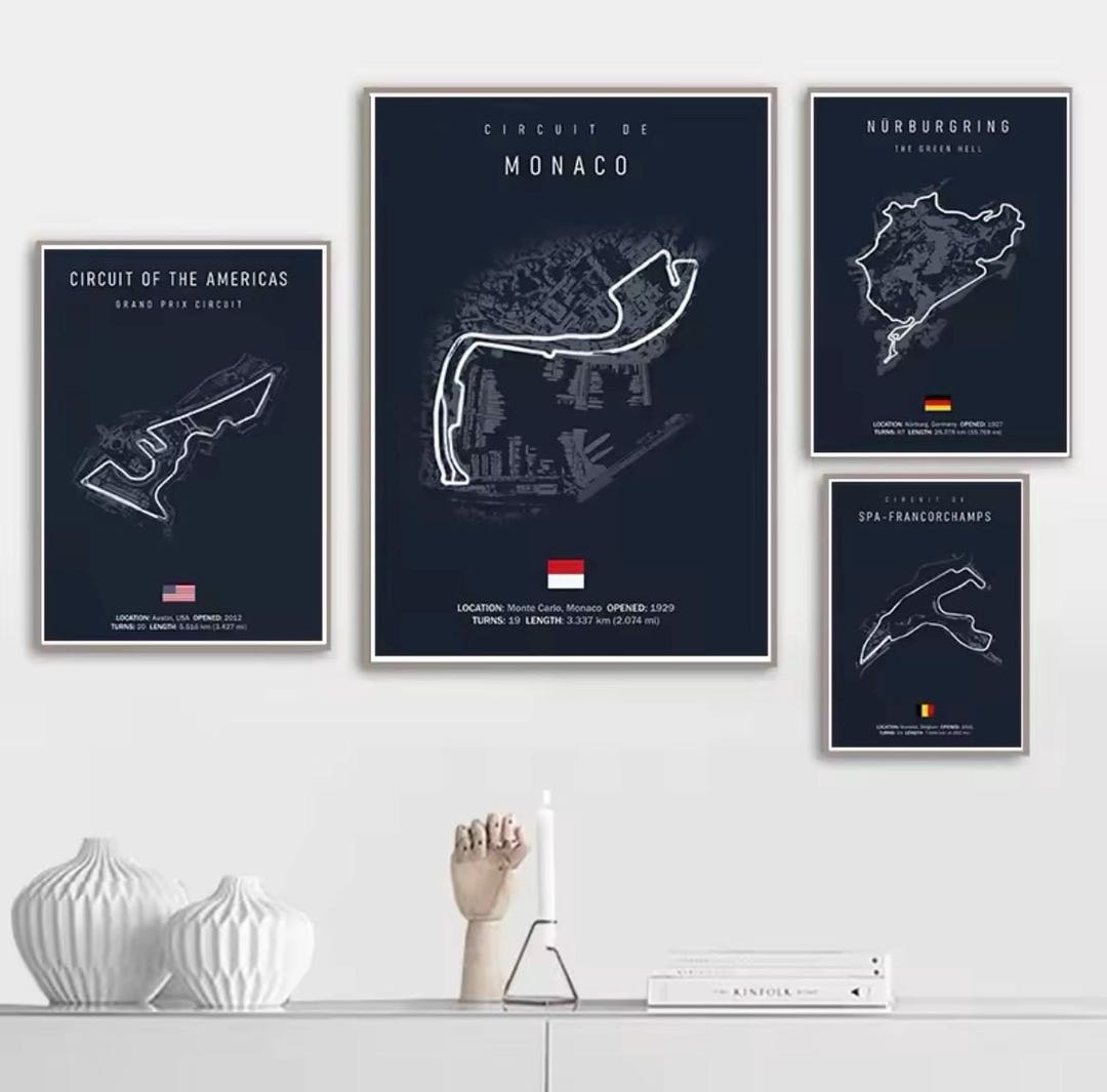F1 Circuit Poster | Minimalist Motorsport Poster | Motor Racing Wall ...