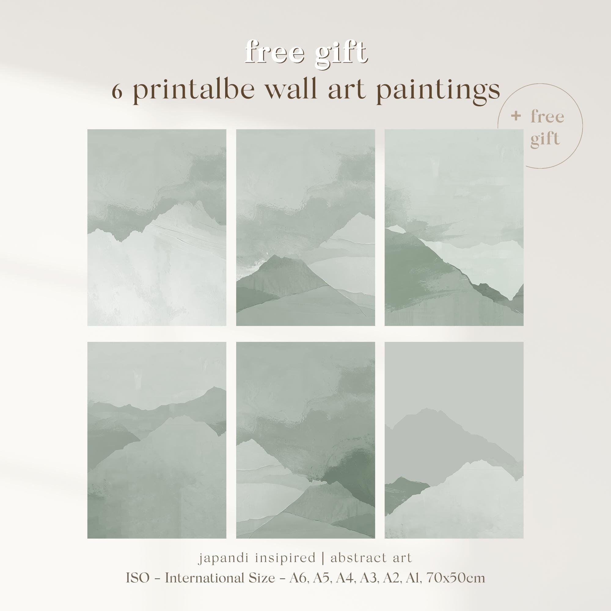 Printable Affirmation Cards: Japandi Mountain Art, Self-care Gift ...