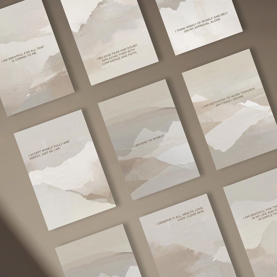 50 Printable Affirmation Cards, Japandi Minimalist Self-care Deck ...