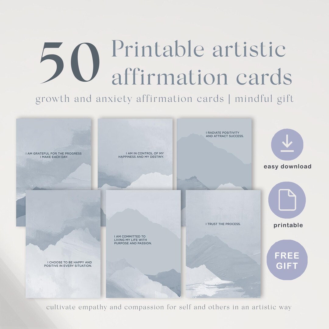 Japandi Affirmation Cards: Minimalist Self-care Deck (digital Download ...