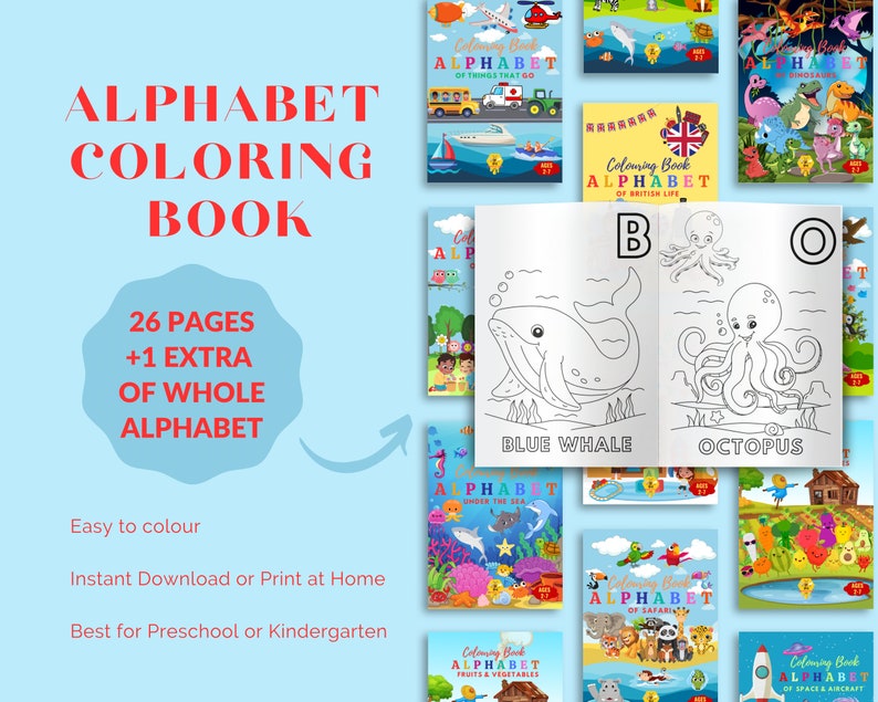 Ocean Abcs: an Alphabet Coloring Book Dive and Color Your Way Through ...