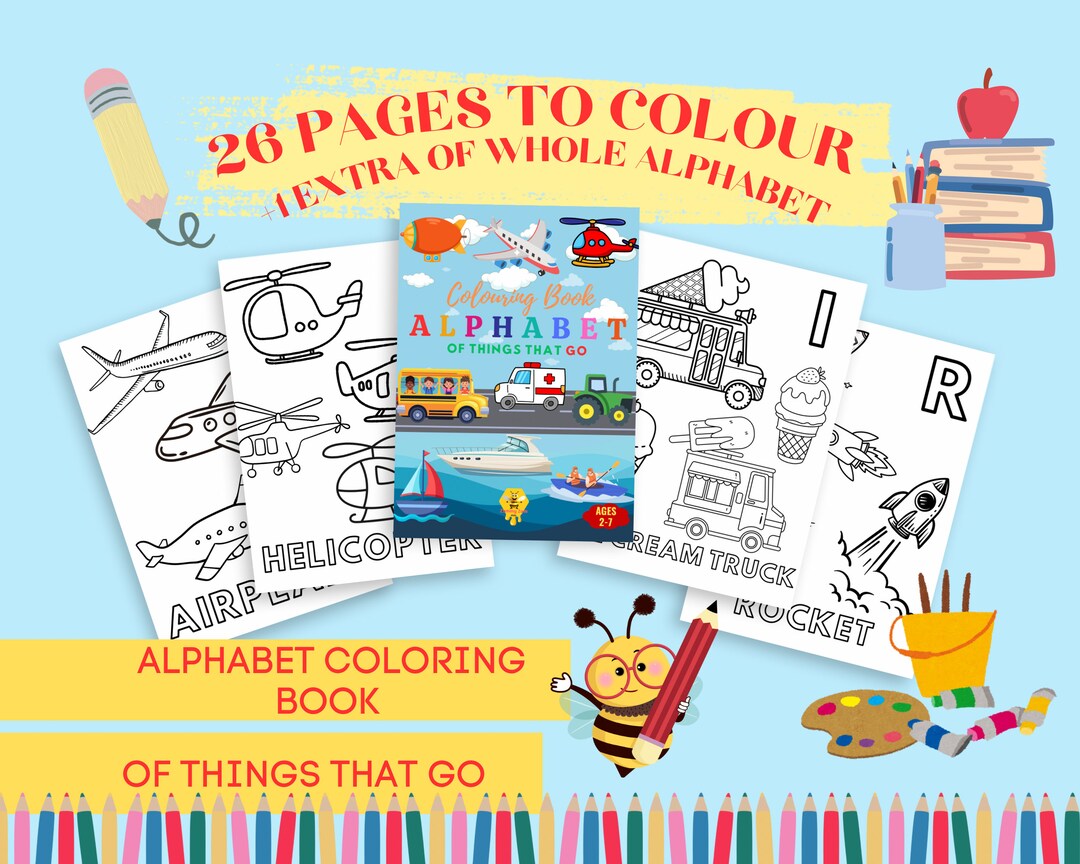 Alphabet Coloring Book of Things That Go Discover Vehicles and Aircraft ...