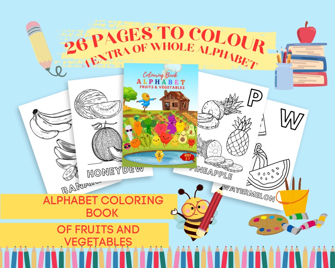 Healthy Abcs Coloring Book of Fruits and Vegetables Discover and Color ...