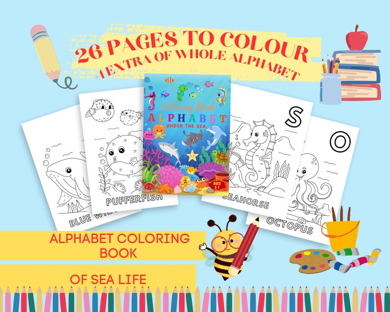 Ocean Abcs: an Alphabet Coloring Book Dive and Color Your Way Through ...