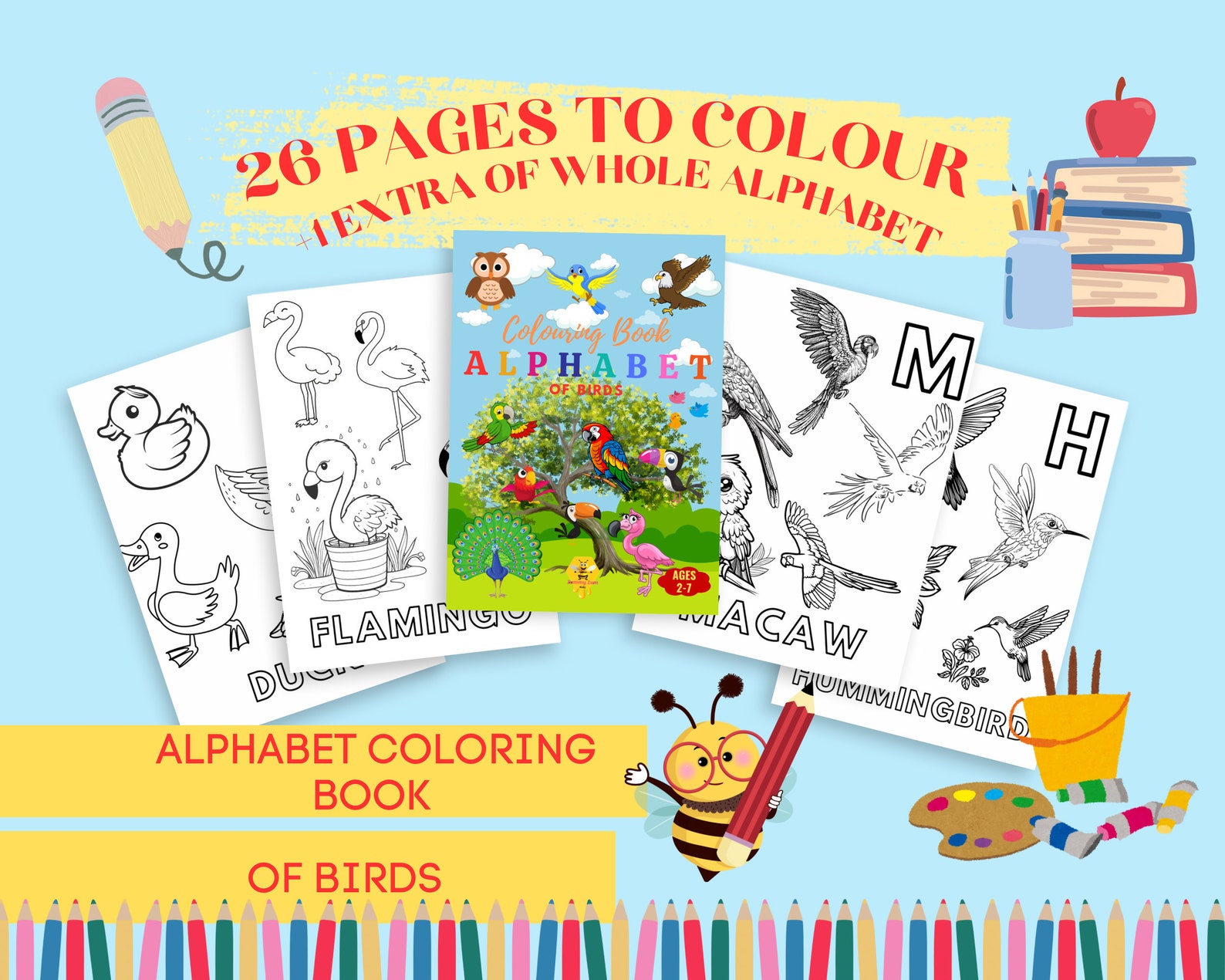 Alphabet Coloring Book of Birds Discover and Color the Alphabet With ...