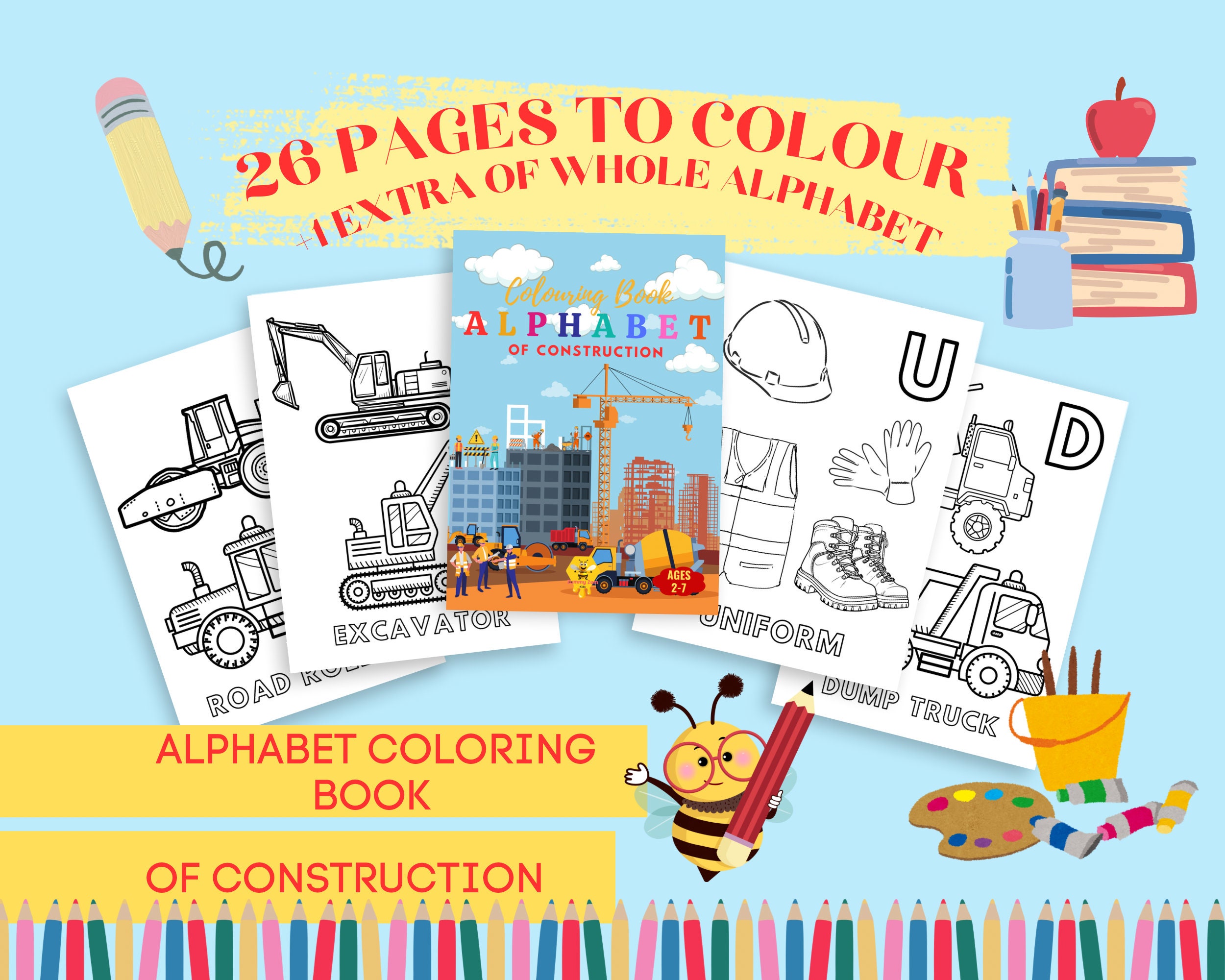Construction Abcs: an Alphabet Coloring Book Discover and Color Your ...