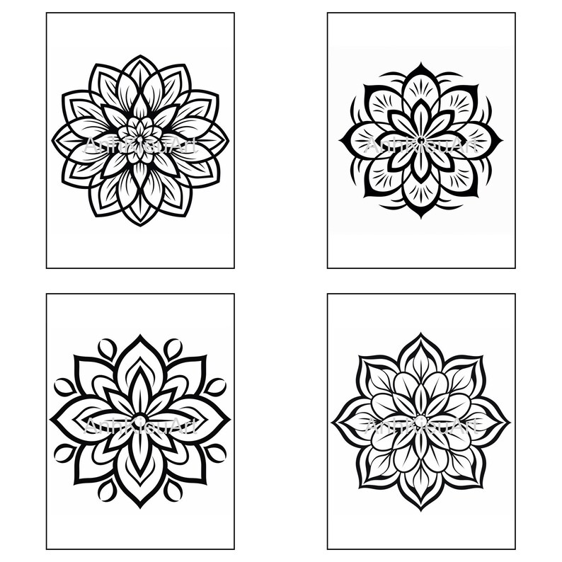 50 Simple Mandalas Coloring Pages Printable Adult Coloring Book Instant ...