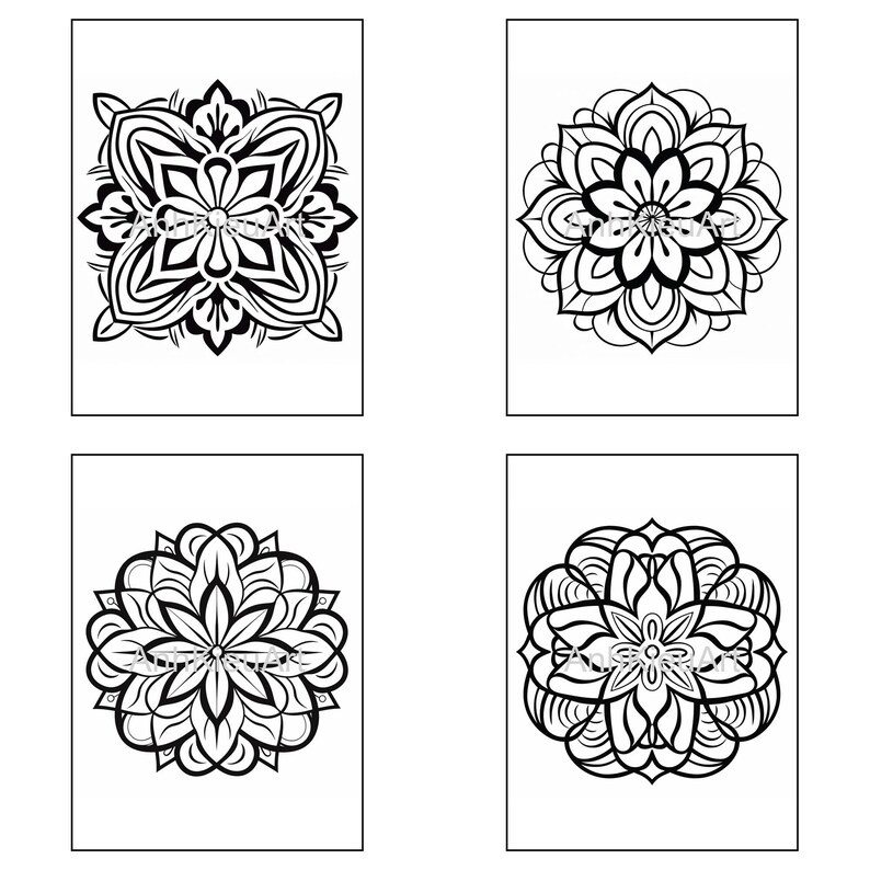 50 Simple Mandalas Coloring Pages Printable Adult Coloring Book Instant ...