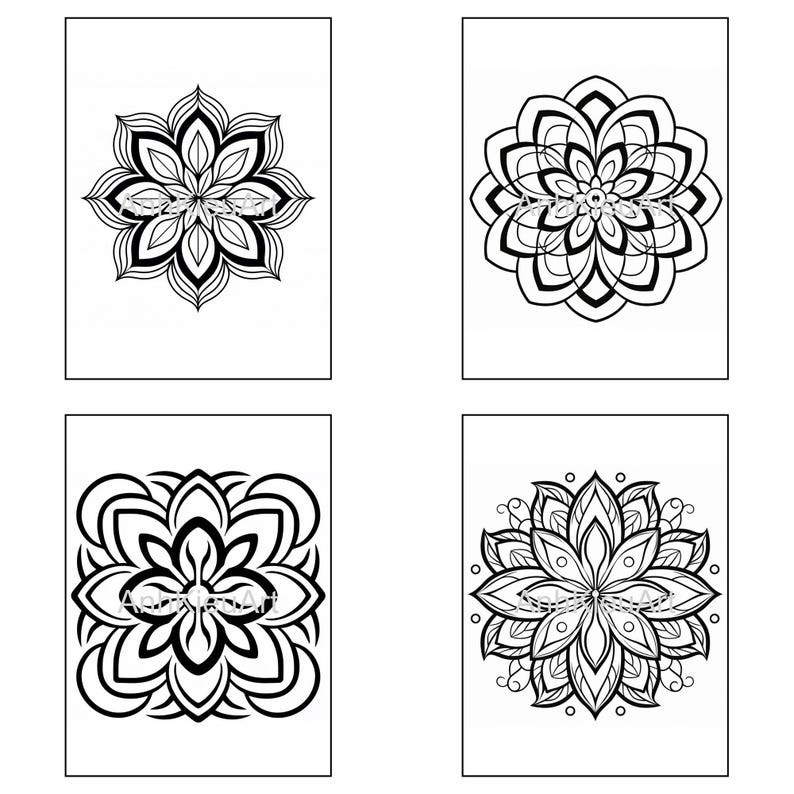 50 Simple Mandalas Coloring Pages Printable Adult Coloring Book Instant ...
