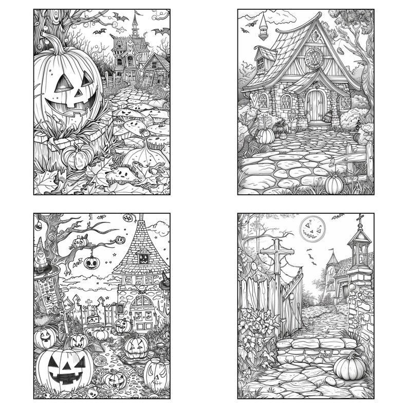 50 Halloween Charm Coloring Pages Printable Adult Coloring Book Instant ...