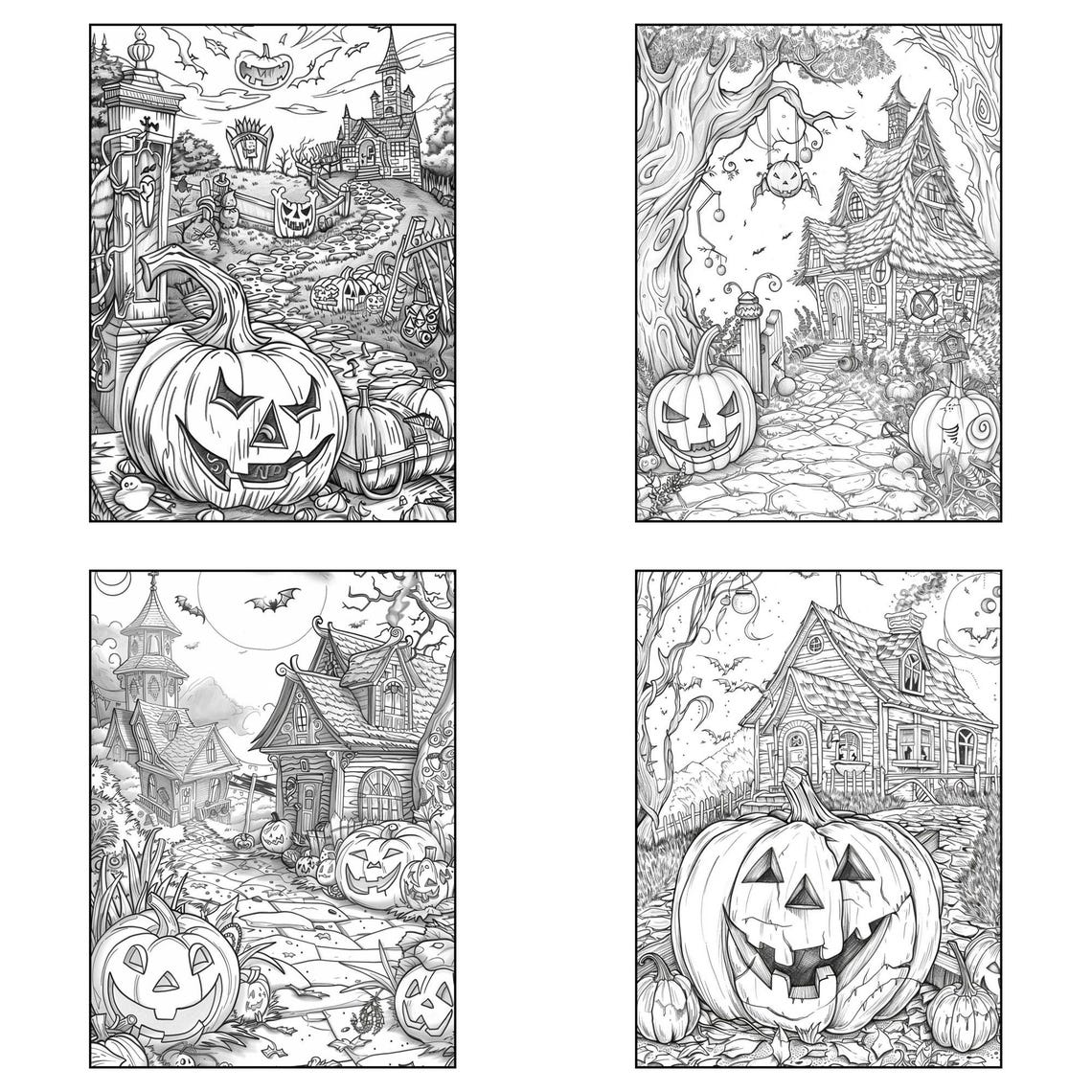 50 Halloween Charm Coloring Pages Printable Adult Coloring Book Instant ...