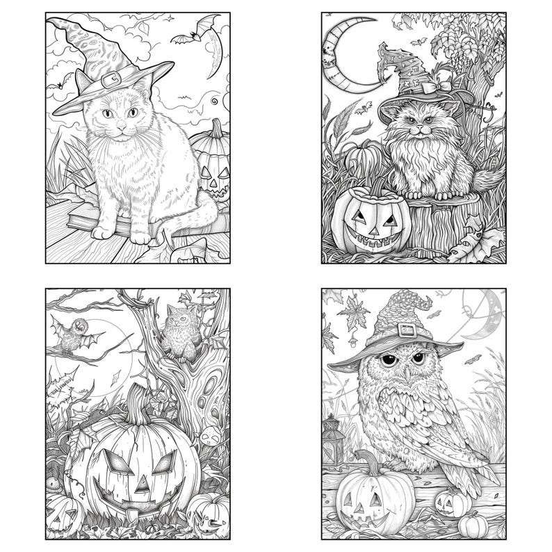 50 Animal Halloween Coloring Pages Printable Adult Coloring Book ...
