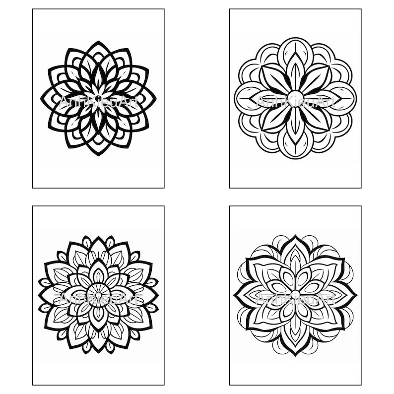 50 Simple Mandalas Coloring Pages Printable Adult Coloring Book Instant ...
