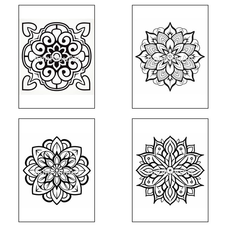 50 Simple Mandalas Coloring Pages Printable Adult Coloring Book Instant ...