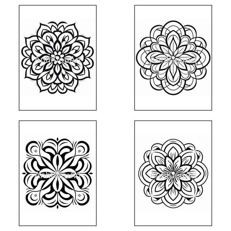 50 Simple Mandalas Coloring Pages Printable Adult Coloring Book Instant ...