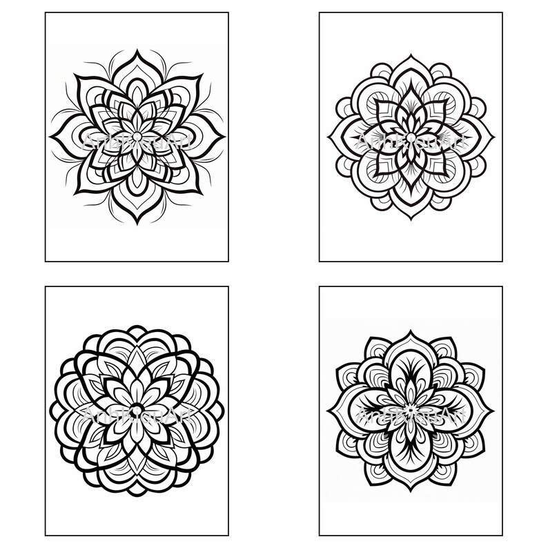 50 Simple Mandalas Coloring Pages Printable Adult Coloring Book Instant ...
