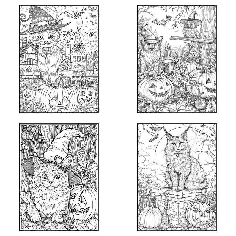50 Animal Halloween Coloring Pages Printable Adult Coloring Book ...
